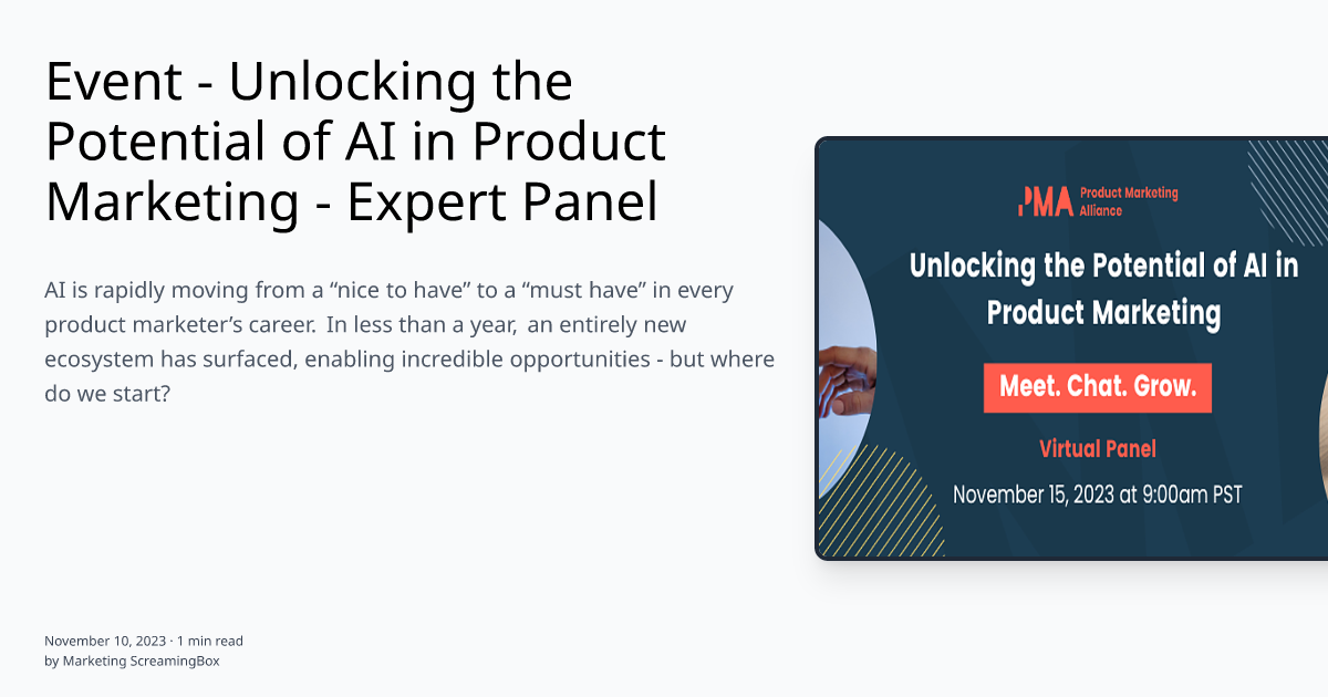 Event - Unlocking the Potential of AI in Product Marketing - Expert Panel | ScreamingBox