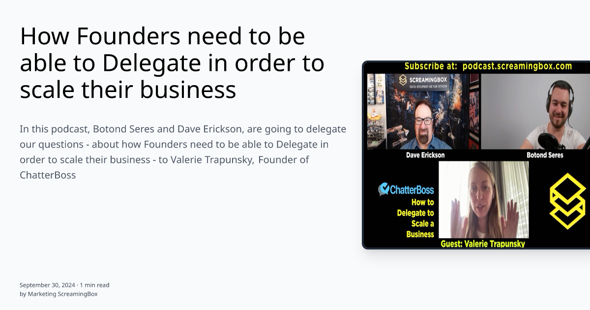 How Founders need to be able to Delegate in order to scale their ...