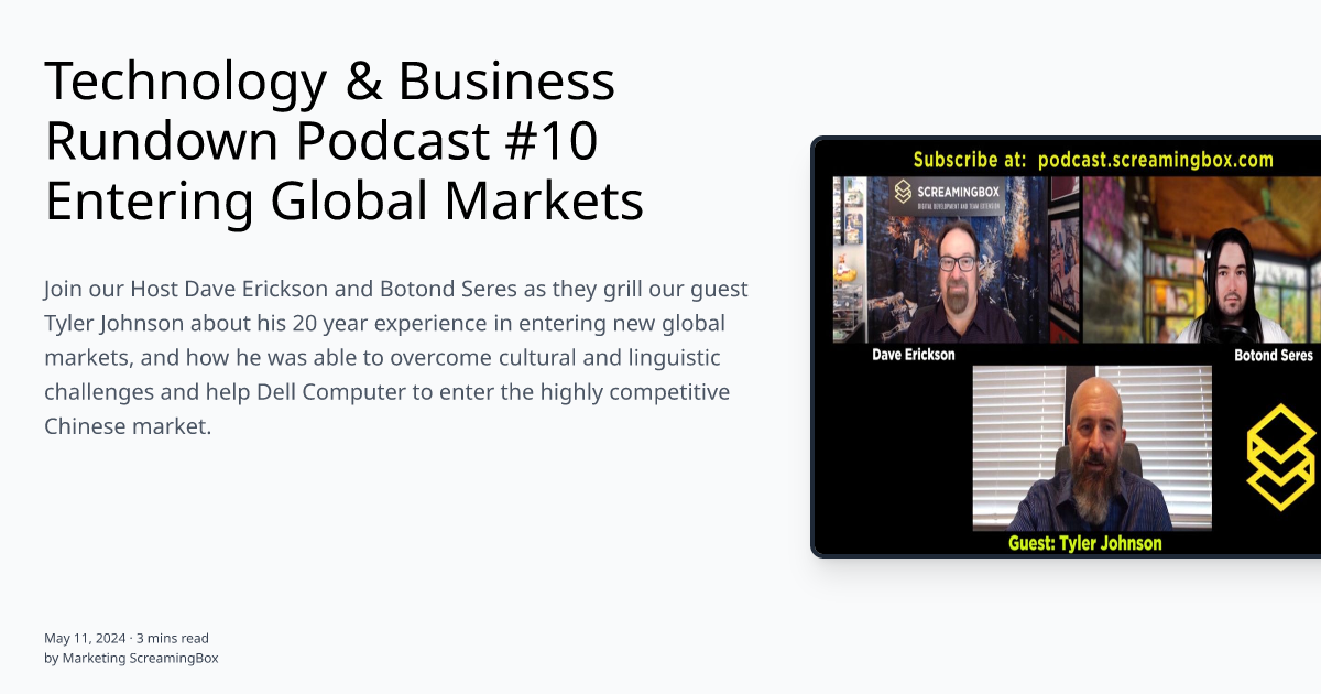 Technology & Business Rundown Podcast #10 Entering Global Markets ...