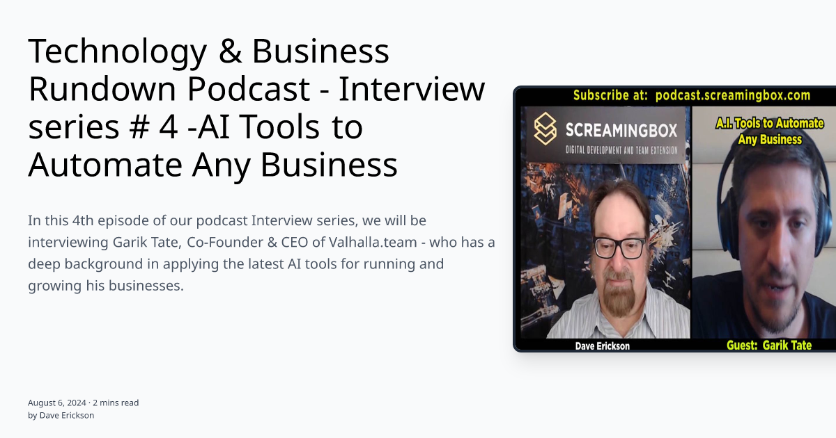 Technology & Business Rundown Podcast - Interview series # 4 -AI Tools ...