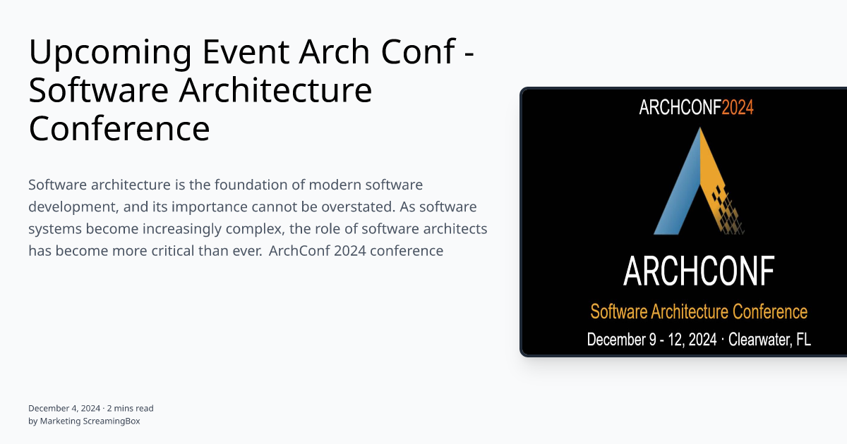 Upcoming Event Arch Conf - Software Architecture Conference | ScreamingBox