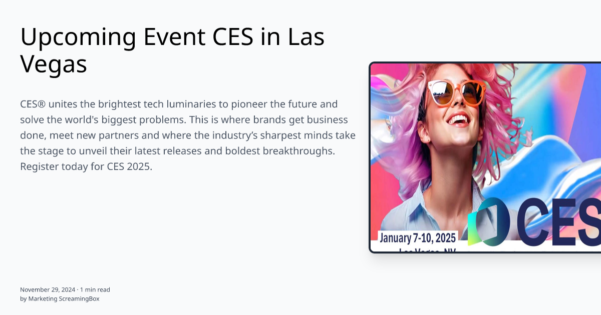 Upcoming Event CES in Las Vegas | ScreamingBox