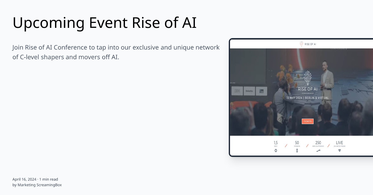 Upcoming Event Rise of AI | ScreamingBox